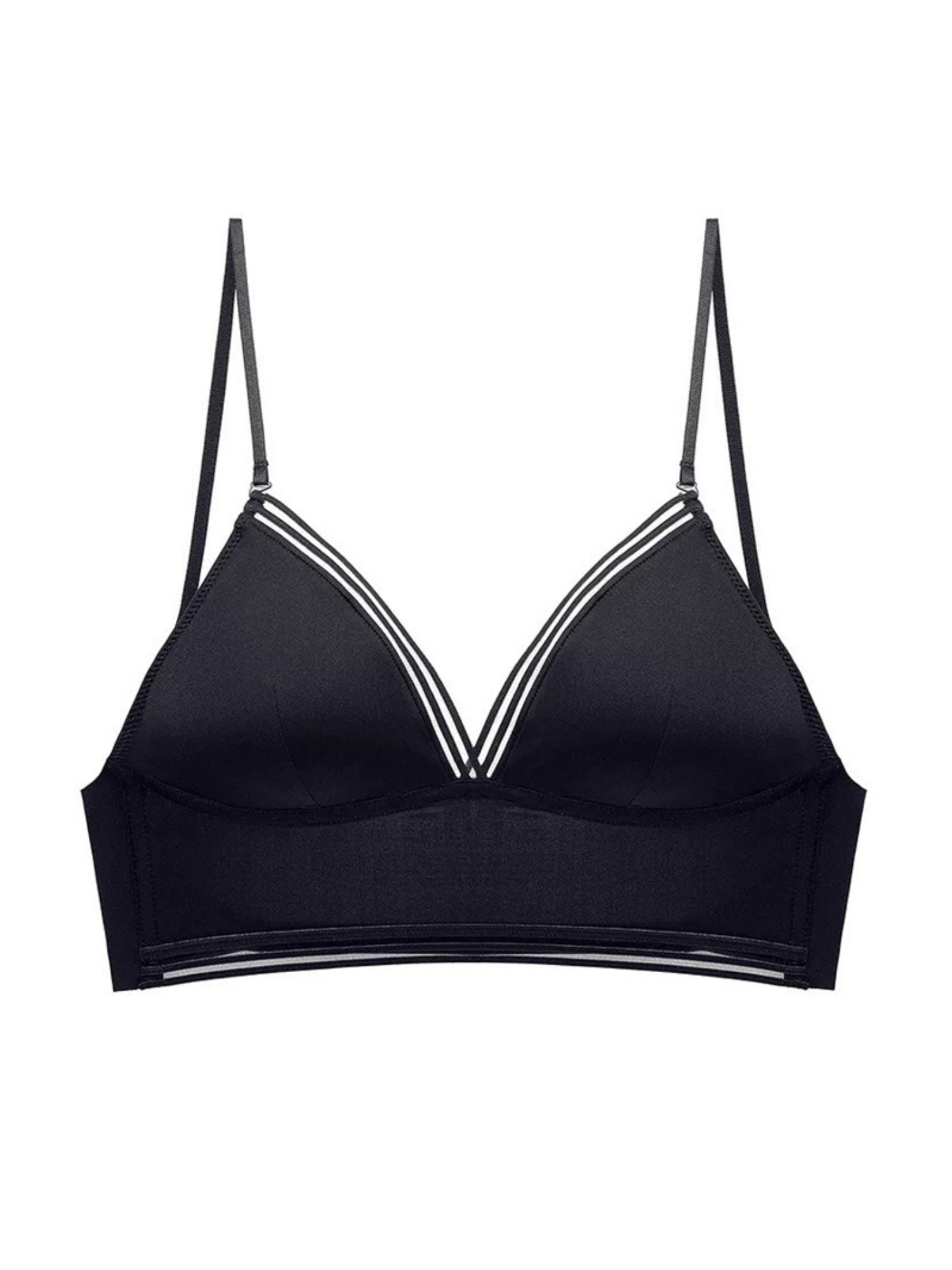 Black Sexy Slim Strap Backless Bra - Mondressy