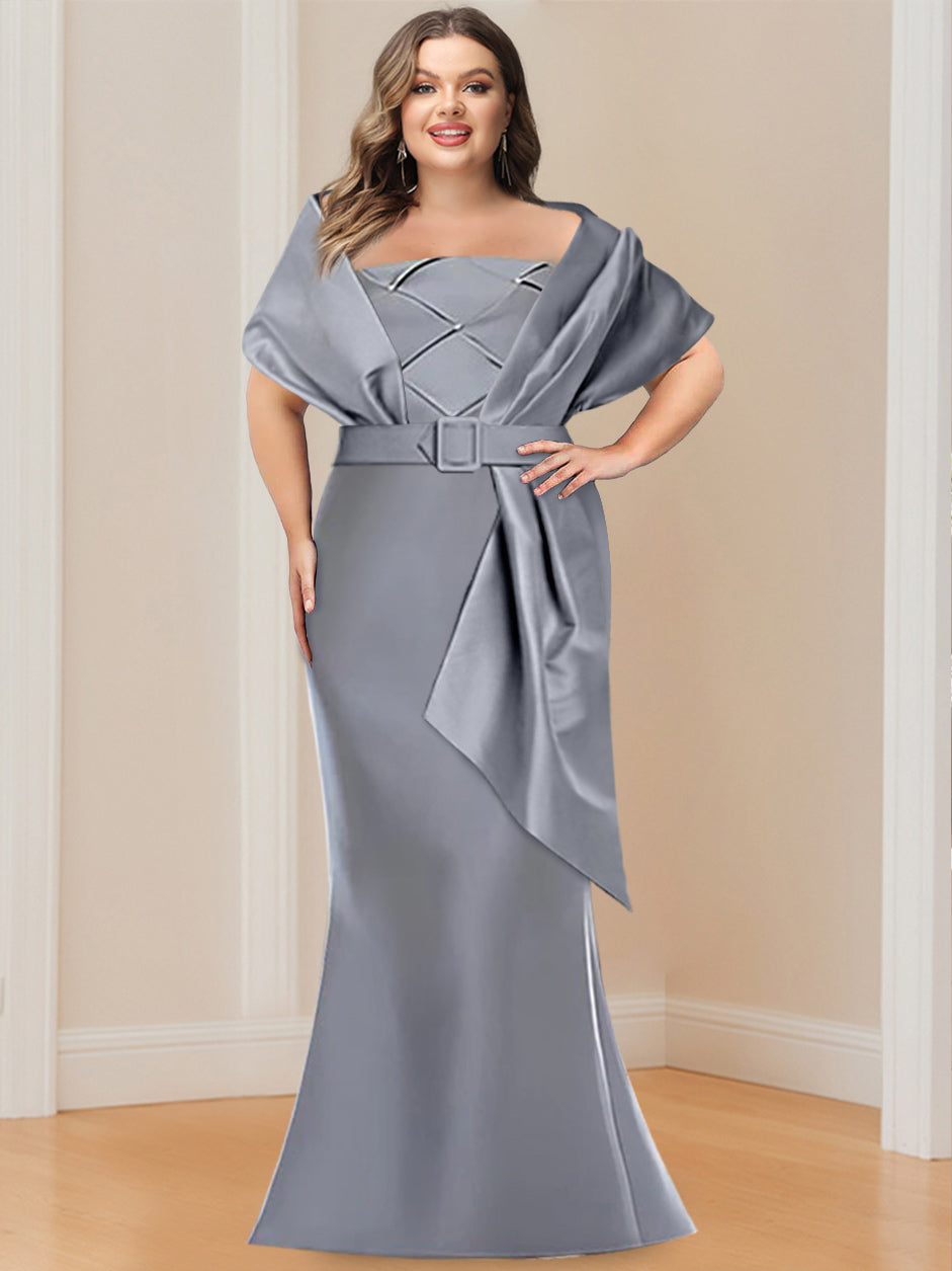 Trumpet 2 Pieces Floor-Length Plus Size Mother of the Bride & Groom Dr ...