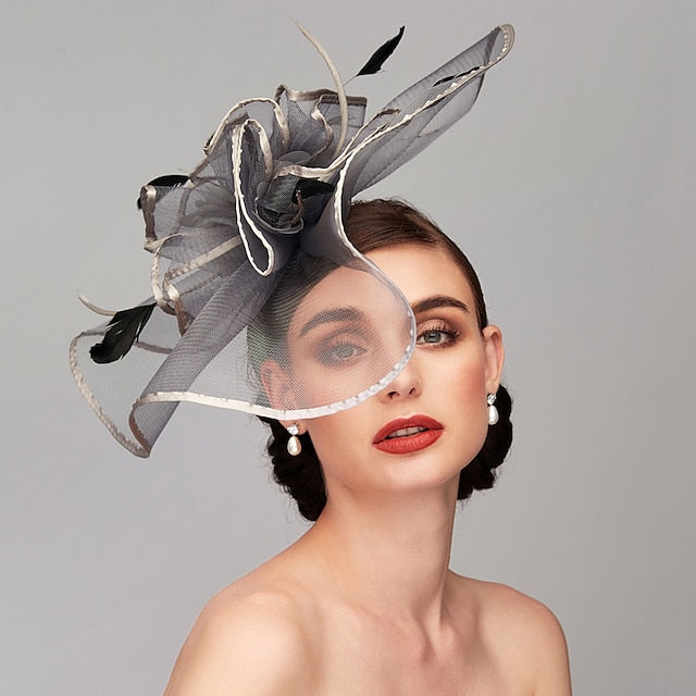 Elegant Feather Hat Fascinators Headpiece with Feather Floral Flower ...