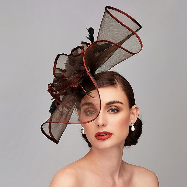 Elegant Feather Hat Fascinators Headpiece with Feather Floral Flower ...