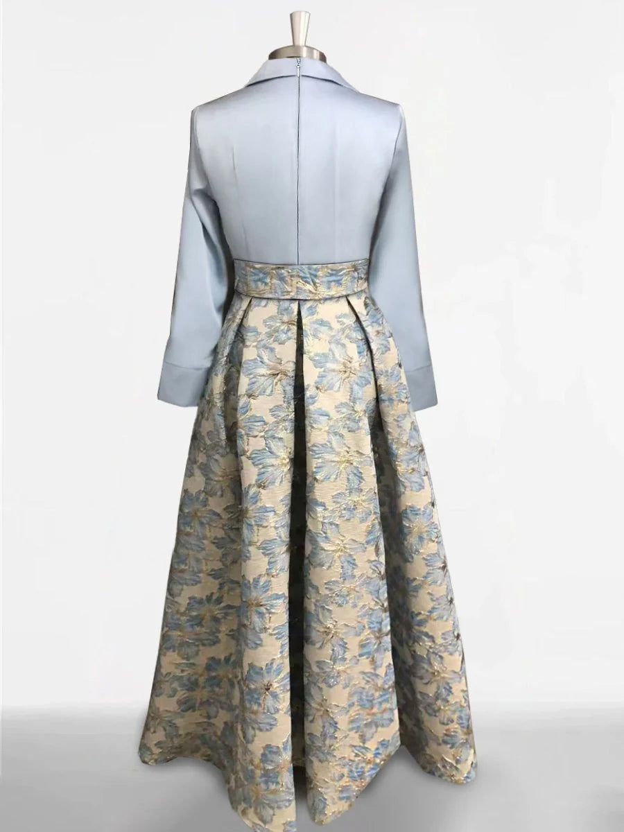 A-Line/Princess Shirt Collar 3/4 Sleeves Printed Flower Mother of the ...