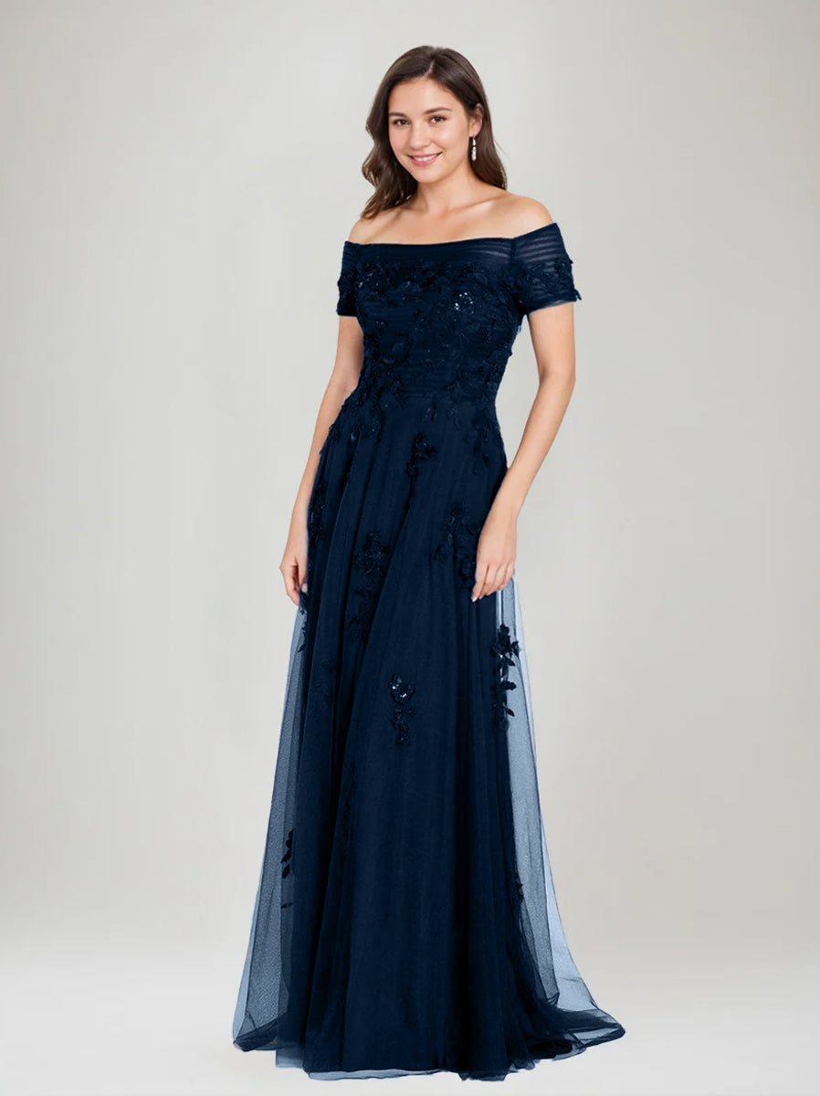 A-Line Off-the-Shoulder Sleeveless Mother Of The Bride & Groom Dresses ...