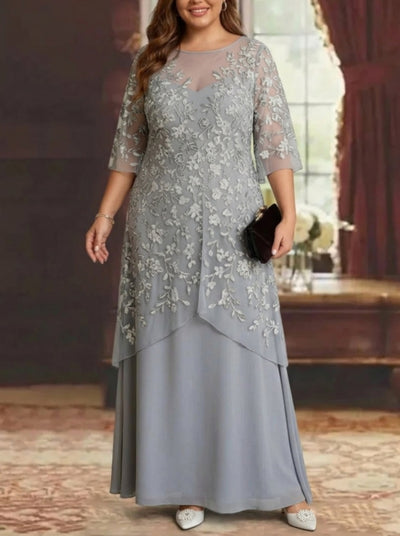 A-Line/Princess Chiffon Lace Plus Size Mother of the Bride Dresses Ank ...