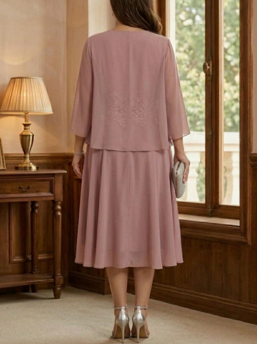 A-Line/Princess Scoop Chiffon Plus Size Mother of the Bride Dresses wi ...
