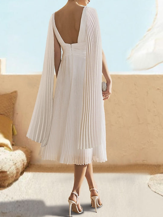 A-Line/Princess V-Neck Floor-Length Tea-Length Cocktail Dress with Wat ...