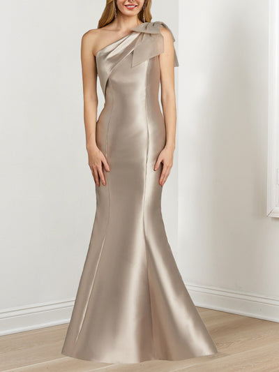 Trumpet/Mermaid One-Shoulder Sleeveless Floor-Length Evening Dresses - Mondressy