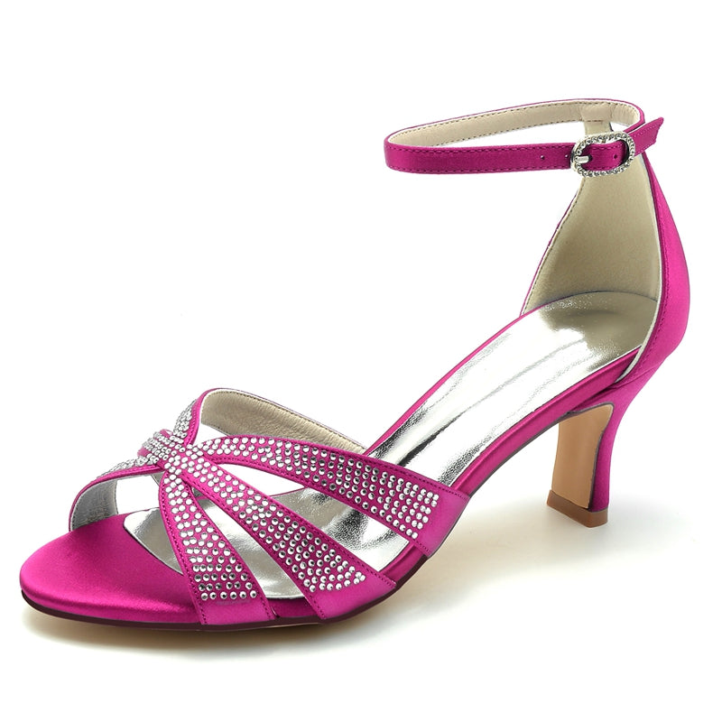 Women's Wedding Shoes Opened Toe Enclosed Heel Buckle Bridal Shoes wit ...
