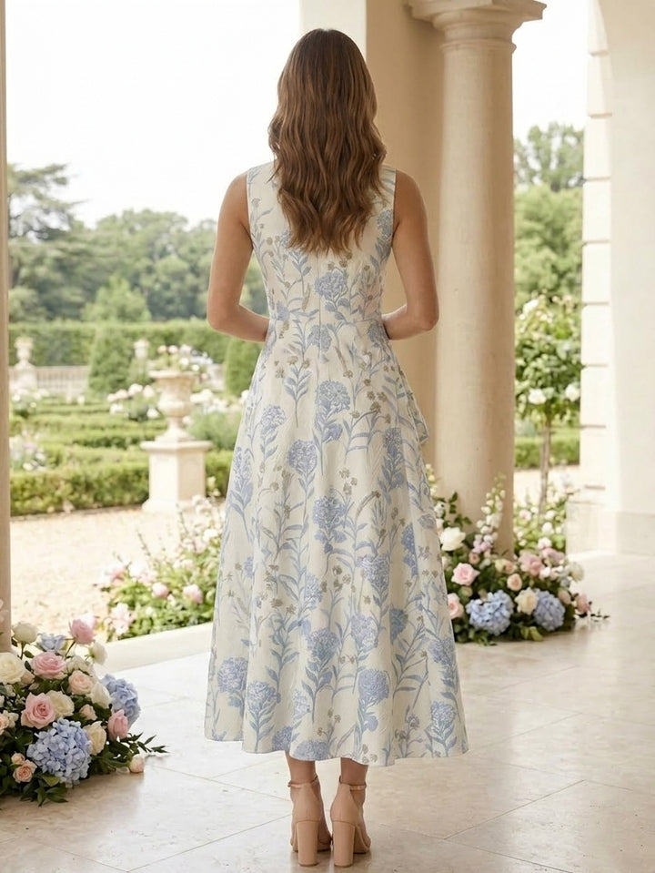 A-Line/Princess Scoop Jacquard Cocktail Dresses Sleeveless Floral Tea ...