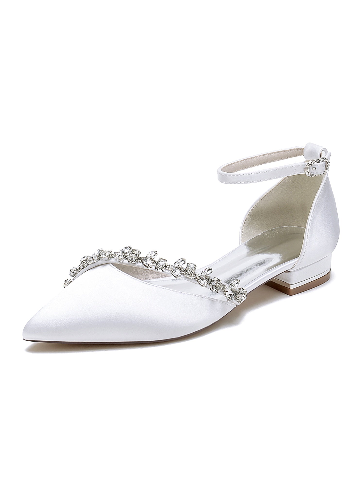 Women's Wedding Shoes Rhinestone Low Heel Pointed Toe Bridal Shoes ...