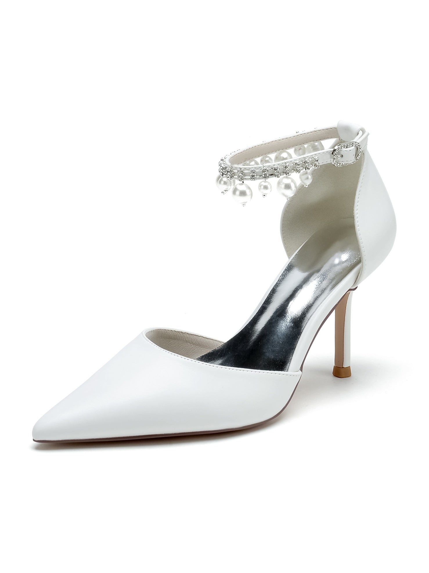 Women's Wedding Rhinestone High Heel Pointed Toe Bridesmaid Shoes ...
