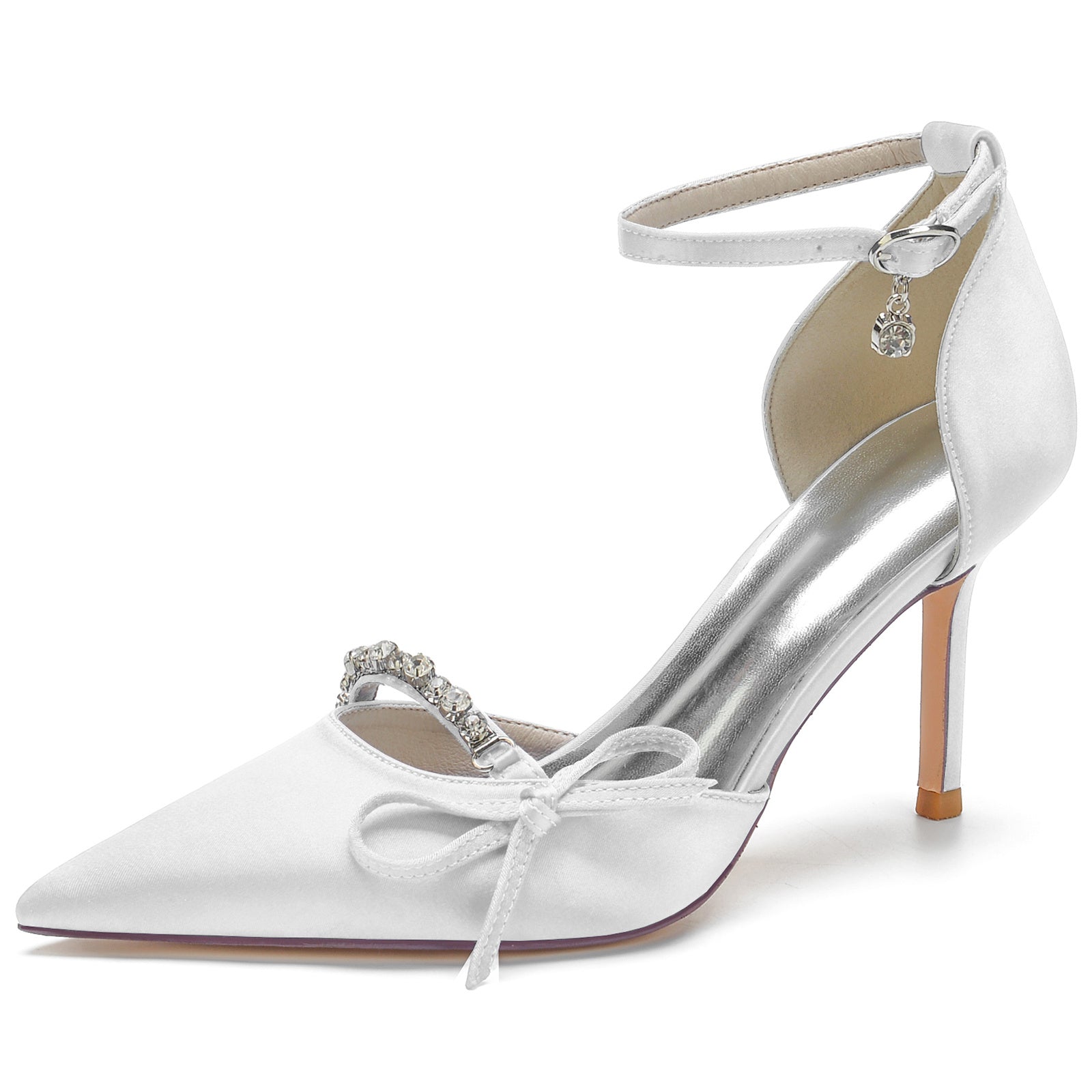 Women's Wedding Shoes Rhinestone Bow(s) Stiletto Pointed Toe Bridal Sh ...