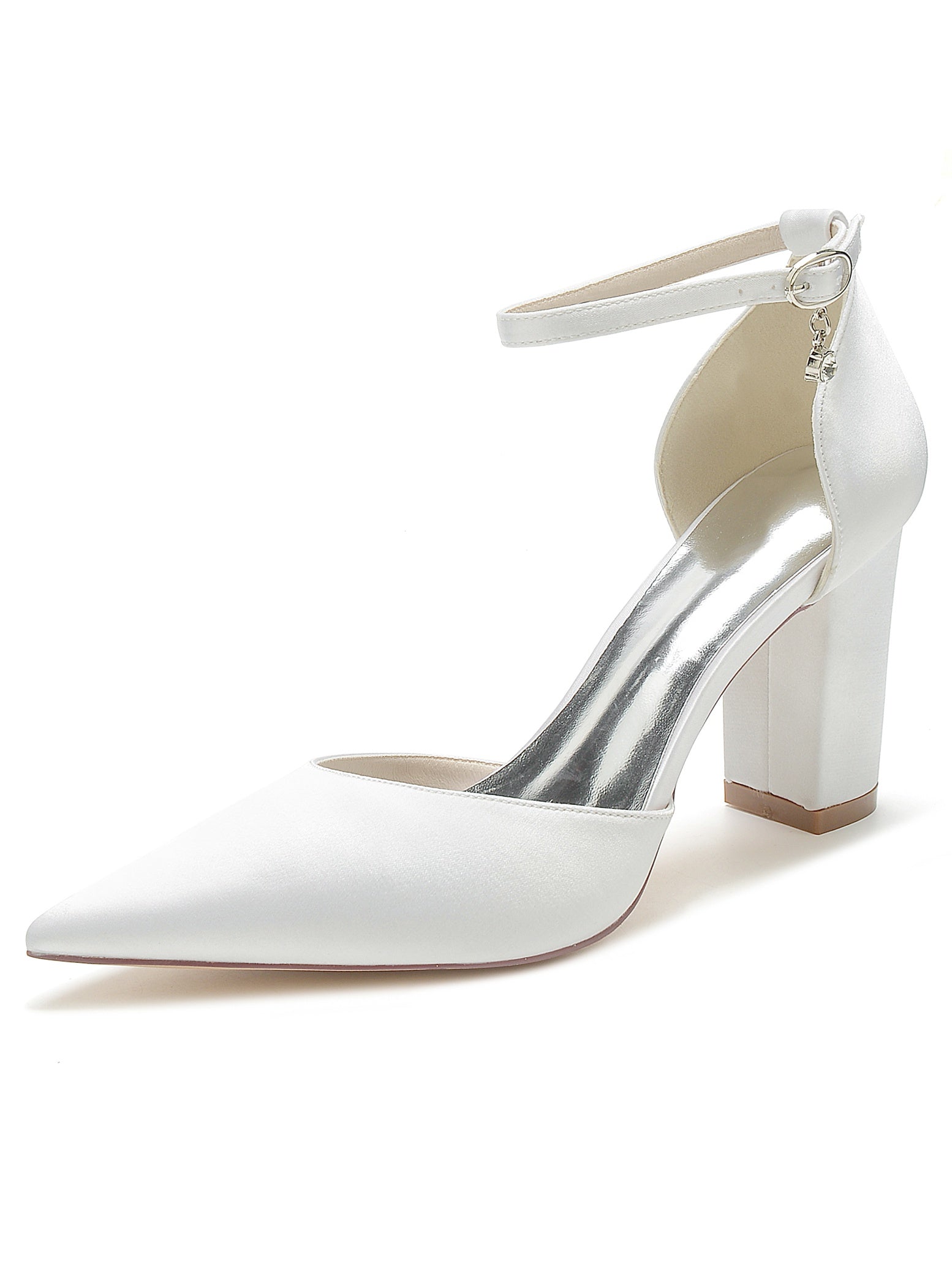 Women's Wedding Rhinestone High Heel Pointed Toe Bridal Shoes - Mondressy