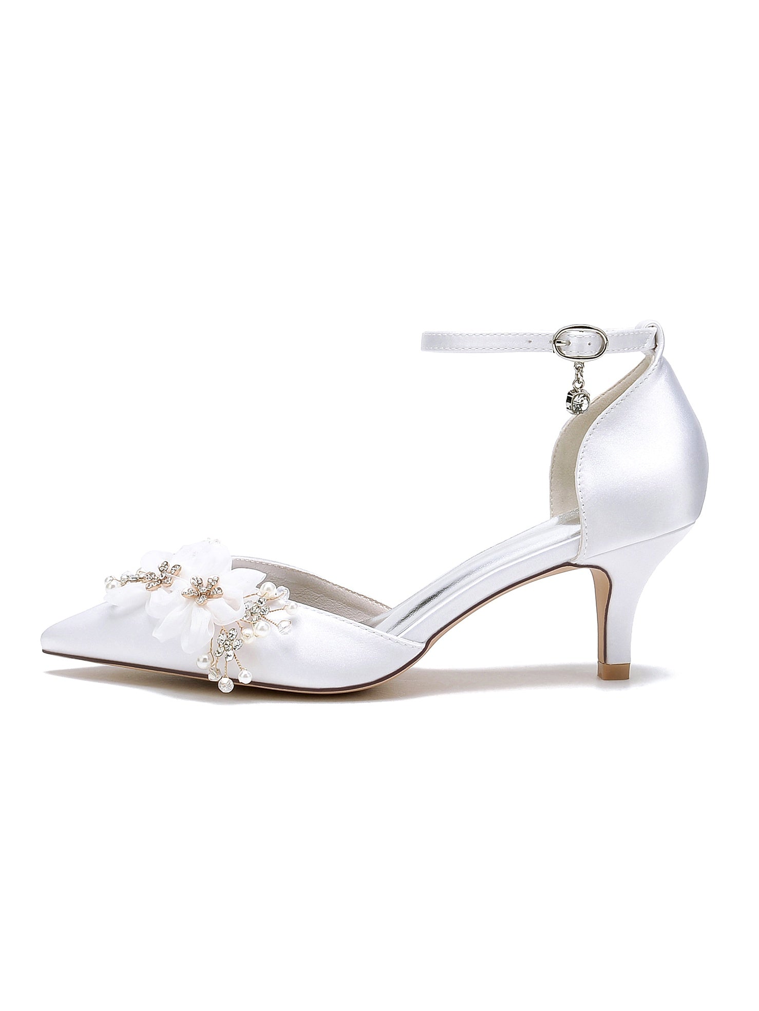 Women's Wedding Shoes Rhinestone Mid Heel Pointed Toe Bridal Shoes ...